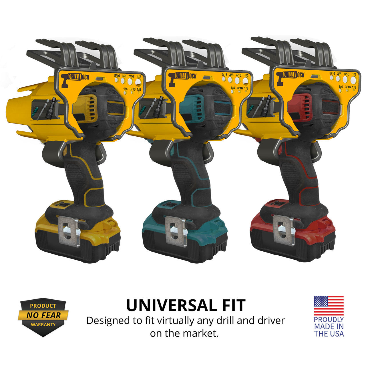 Buy Drill Dock Organizer & Storage Yellow at Busy Bee Tools